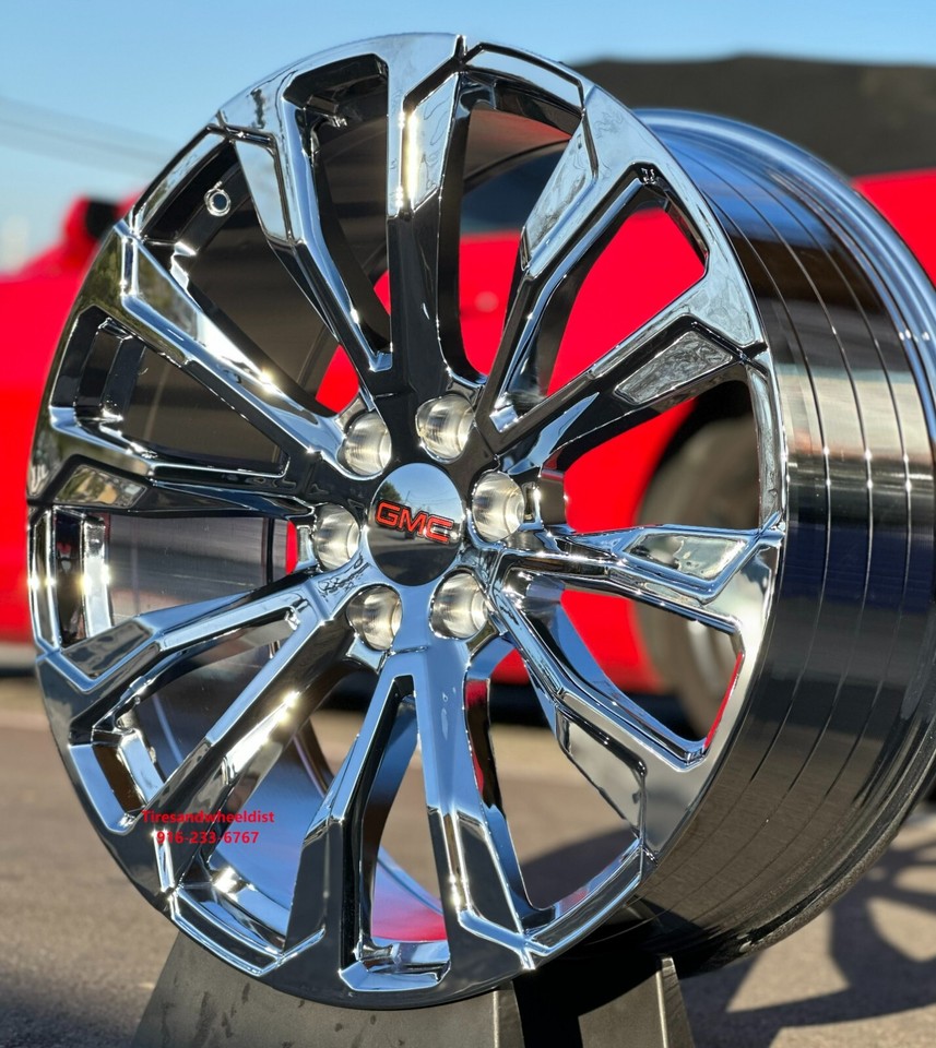 24'' inch Chrome Wheels Tires fit Yukon Silverado Tahoe FR203 Escalade ...