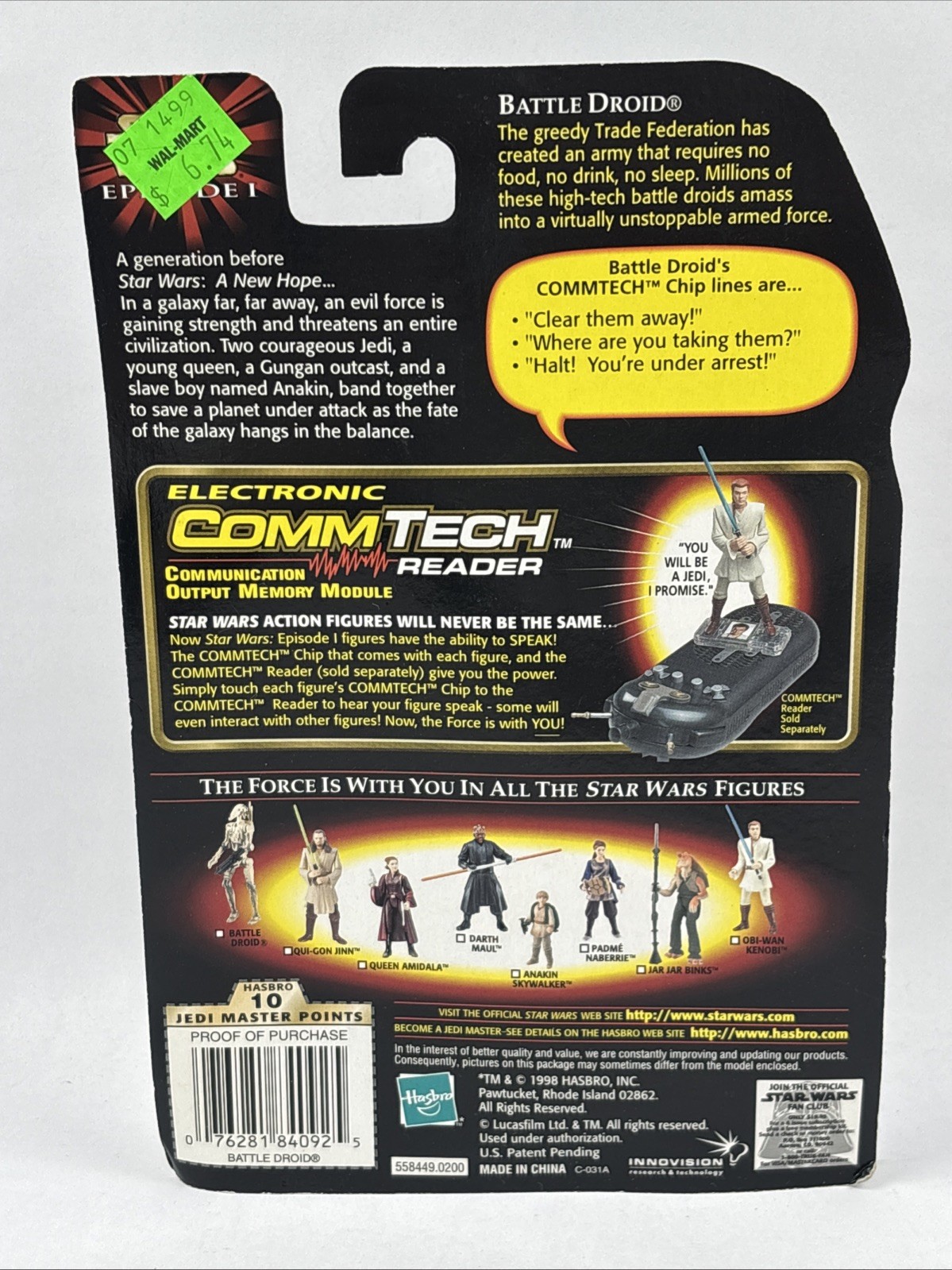 1998 Star Wars Episode 1 Battle Droid DIRTY VARIANT .02 CommTech Chip ...