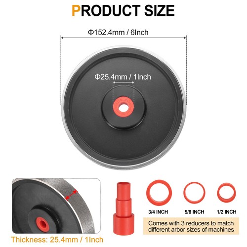 Diamond Lapidary Wheel 6 Inch x 1 Inch Arbor Hole 120 Grit with Reducer ...