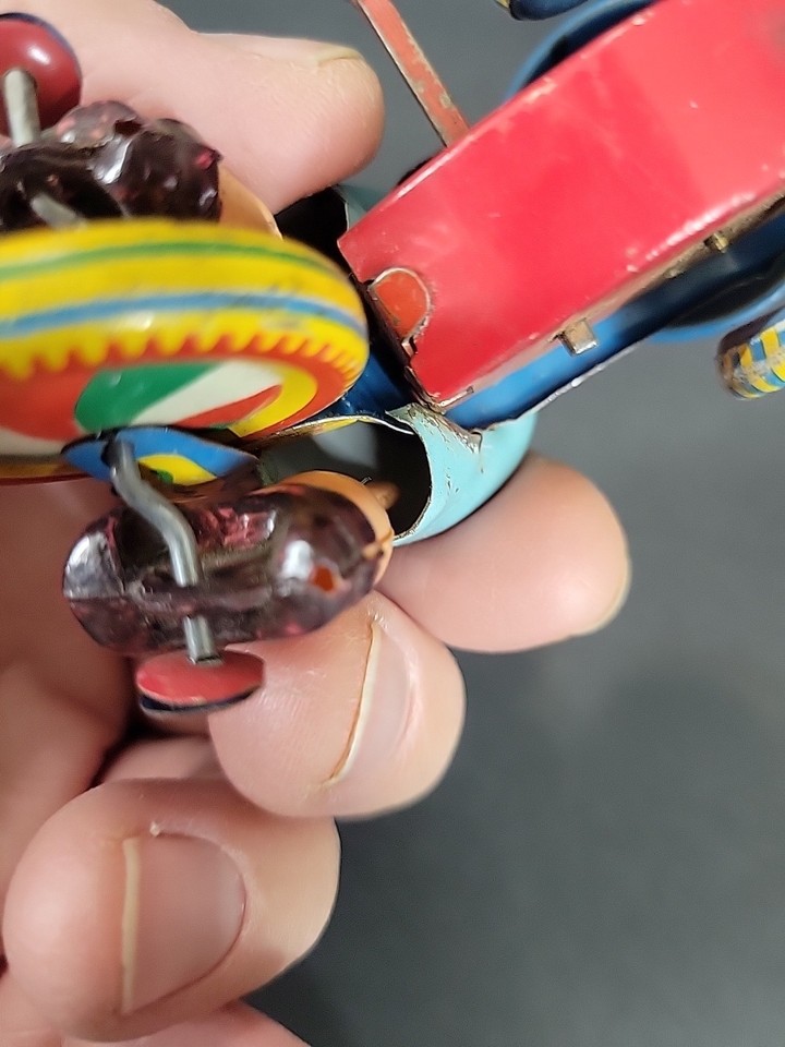 SEE VIDEO !! RARE VINTAGE TIN POPEYE ON TRICYCLE WITH PIPE LINEMAR ...