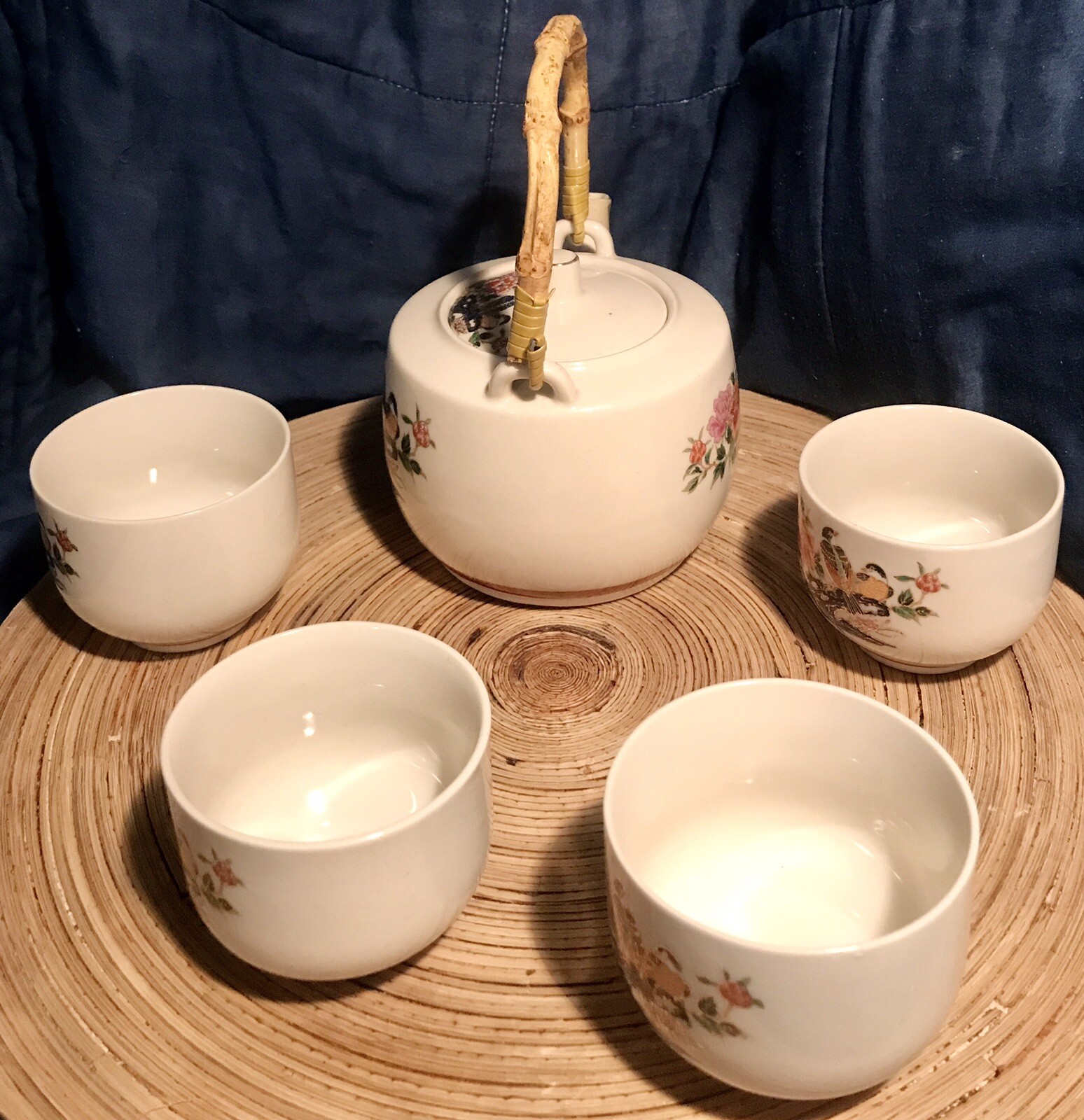 BEAUTIFUL SET OF ASAHI JAPAN SATO GORDON TEA POT & SET 4 CUPS ROBINS ...