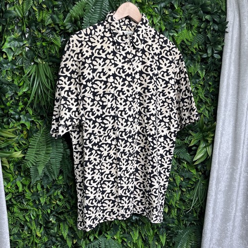 ROBERT STOCK Shirt Mens Large Black Abstract Button Short Sleeve ...