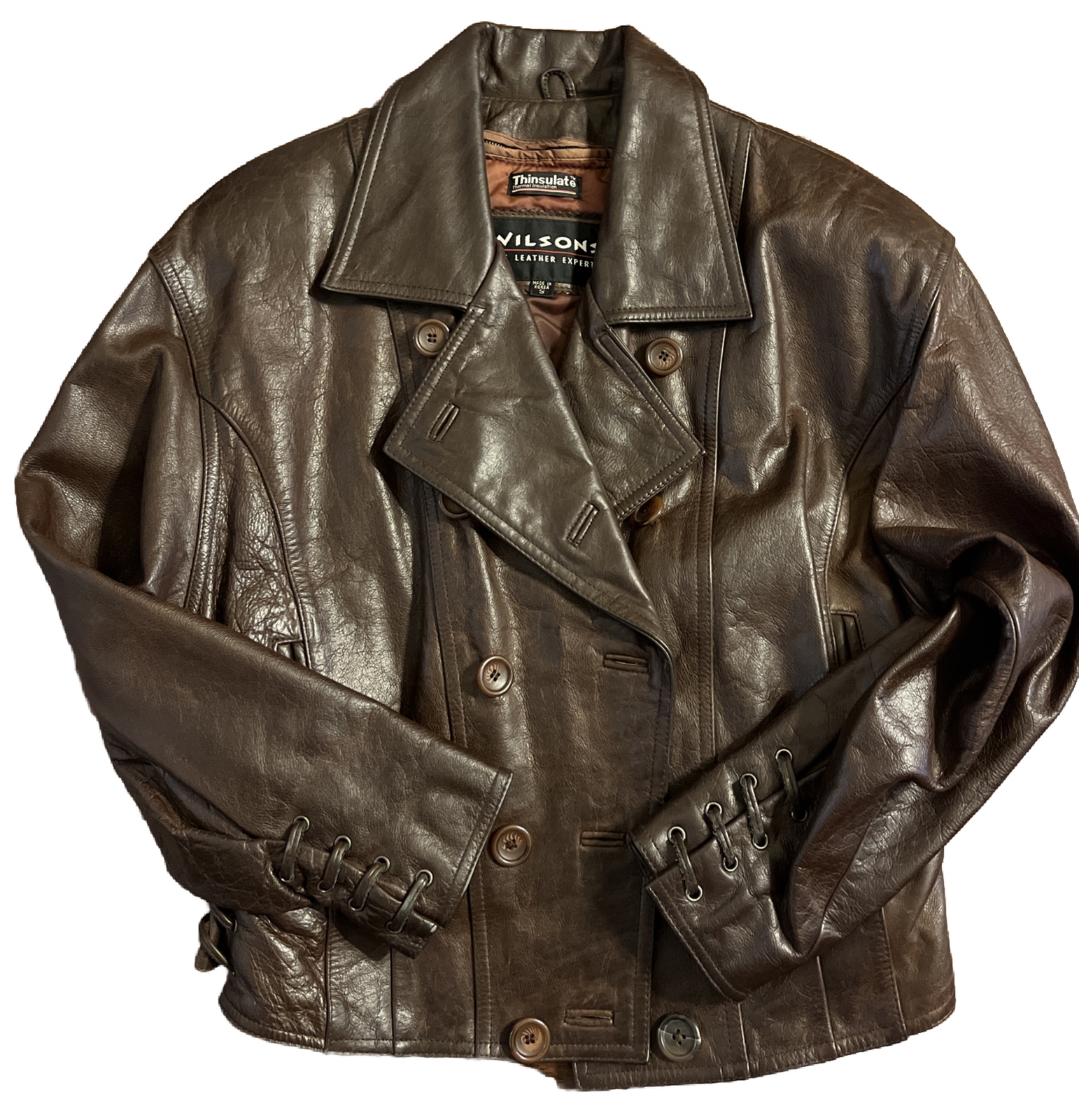 Thinsulate Leather Jacket By Wilsons Double Breasted … - Gem