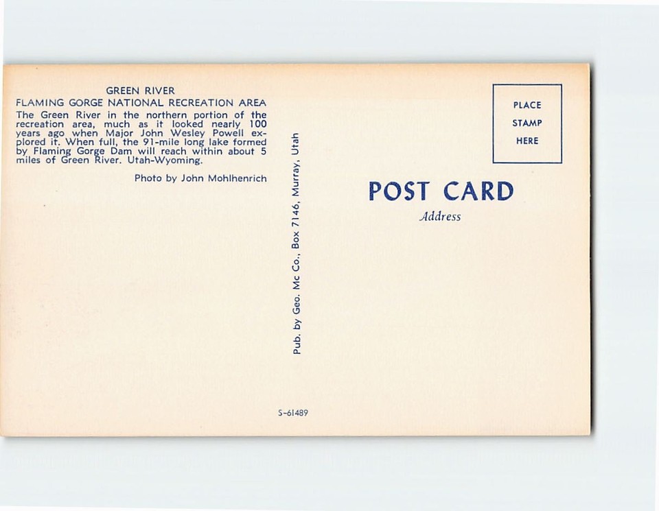Postcard Green River Flaming Gorge National Recreation Area USA | eBay