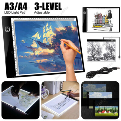 A3/A4 LED Drawing Copy Board Tracing Light Box Ultra-thin Pad Diamond ...