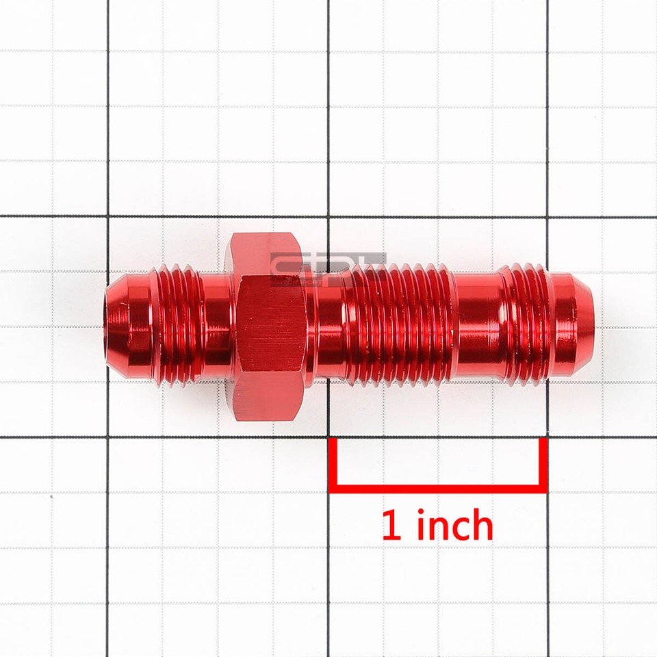 6AN AN-6 MALE THREAD STRAIGHT BULKHEAD FLARE RED ALUMINUM ANODIZED ...