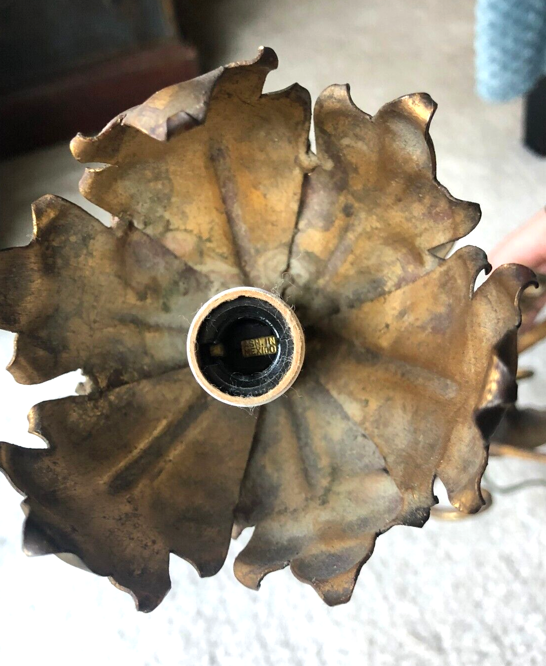 Vintage Gilt Gold Metal Double Light Fixture Sconce Globed Flowers ...