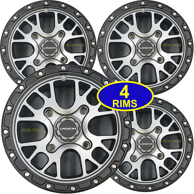 FOUR 14" Aluminum RIMs WHEELs most CAN-AM ATV center caps & Lug Nuts ...