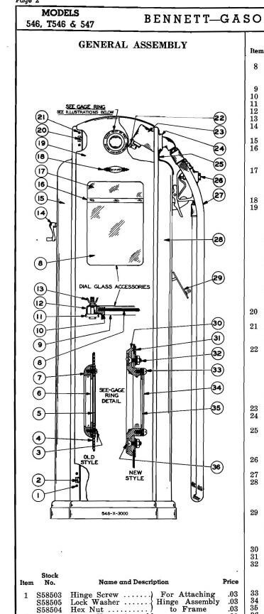 Bennett Model 546 T546 547 Series Gasoline Pump illustrated Factory ...