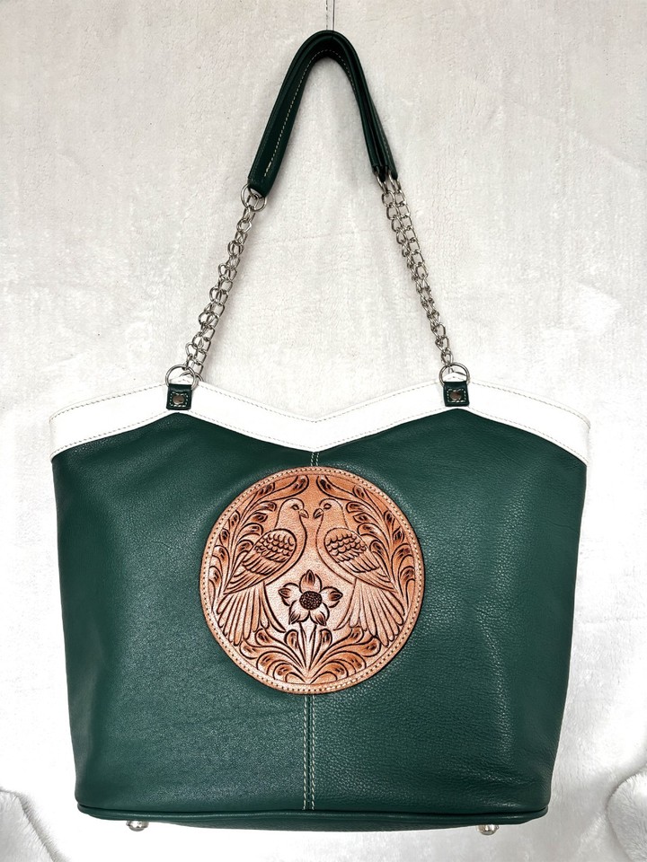 New Genuine Leather Tote Bag Women Hand Tooled Western Medallion ...