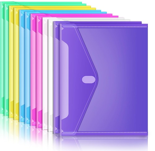 12 PCS Plastic Poly Envelopes,Heavy Duty File Folders with Pockets for ...