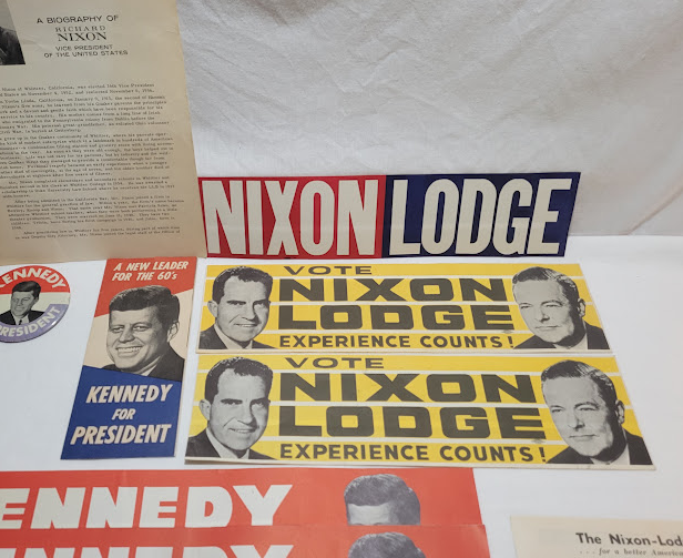 1960 John F Kennedy Richard Nixon Political Lot Bumper Stickers Pennant ...