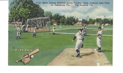 1954 POST CARD OF AL LANG FIELD IN ST. PETERSBURG, FLORIDA-HOME OF NY ...