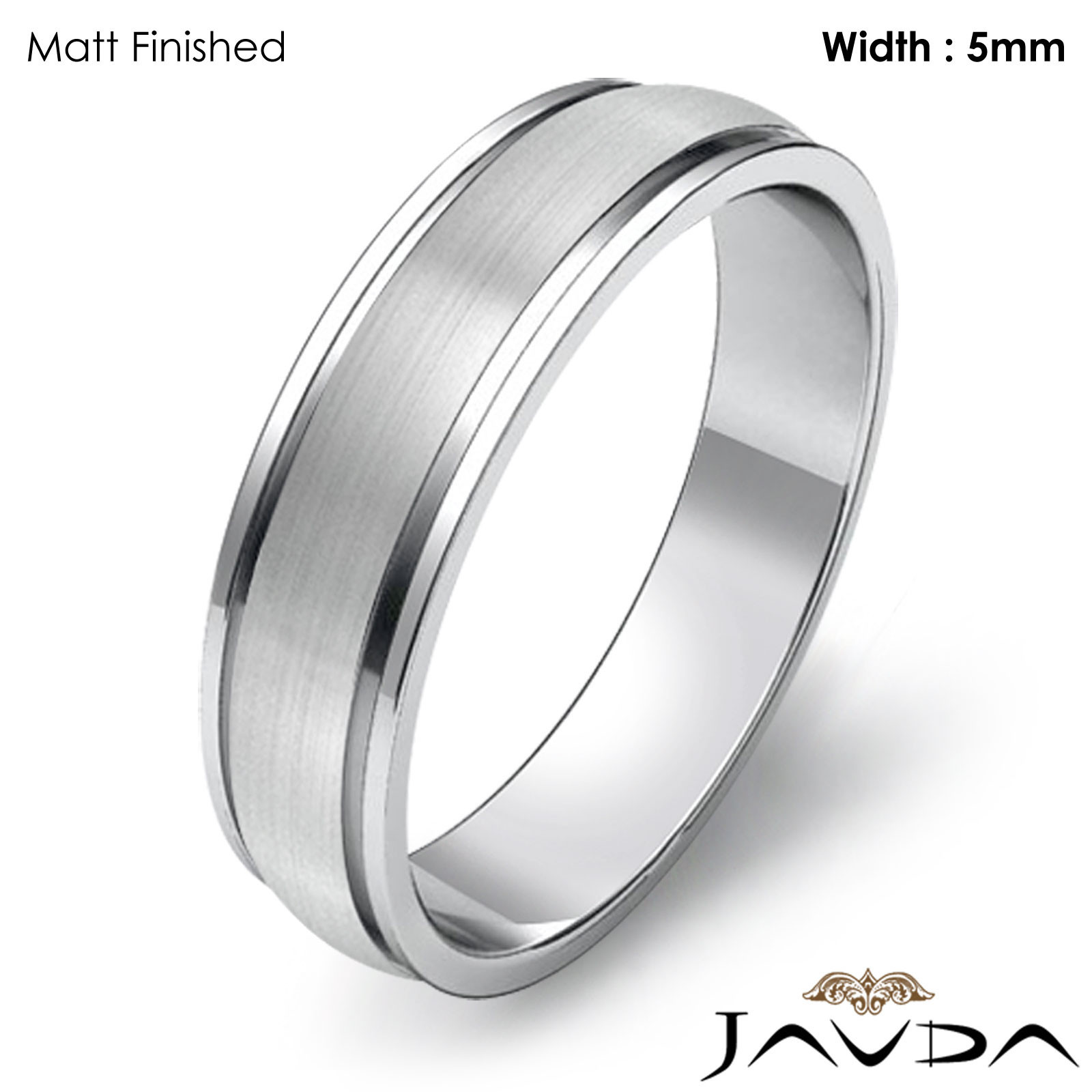 Plain Dome Step High Polish Ring Men Wedding Solid Band 5mm 18k White ...