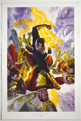 JUSTICE #9 Comic Cover Art PRINT DC JLA Alex Ross JLA SHAZAM FAMILY ...