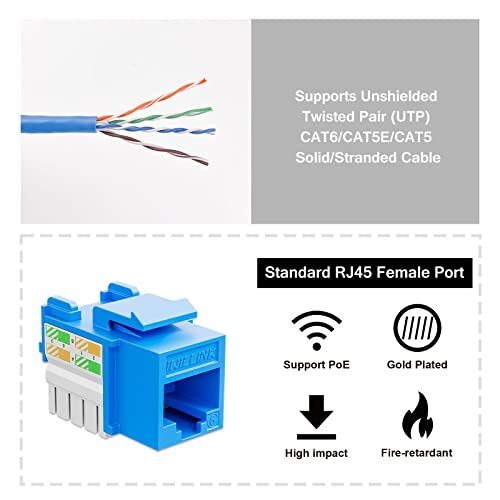 iwillink Cat6 RJ45 Keystone Jack 25-Pack and Keystone Punch-Down Stand ...