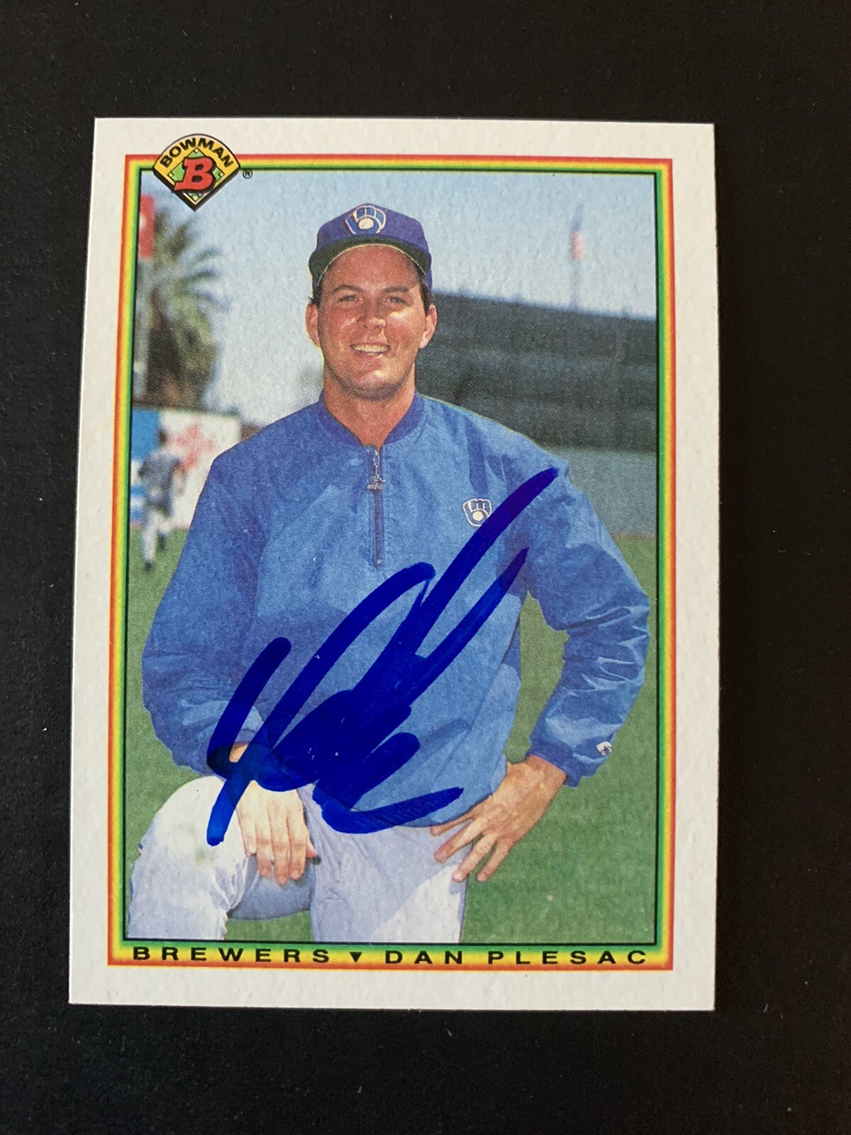 Dan Plesac Signed 1990 Bowman #386 Card Milwaukee Brewers Autograph COA ...