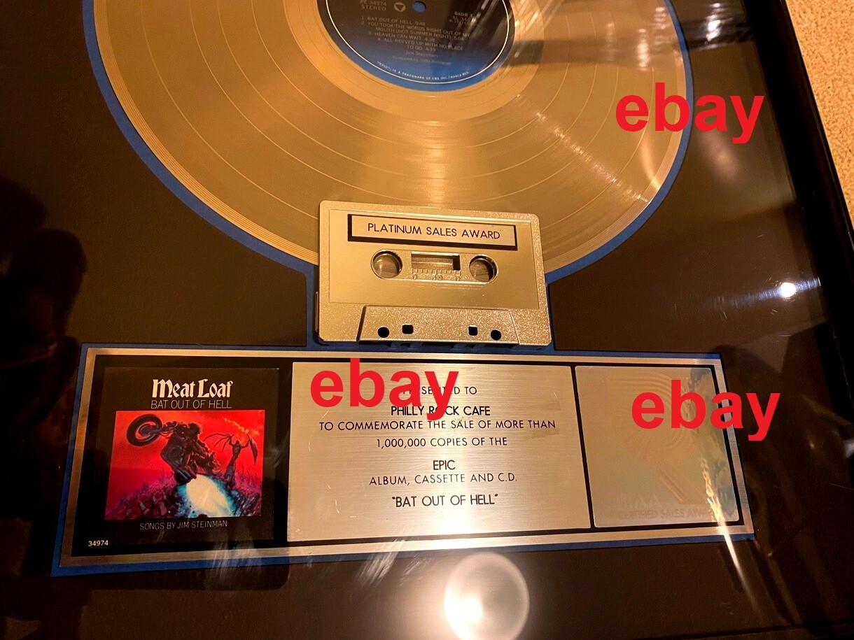 MEAT LOAF BAT OUT OF HELL - GENUINE RIAA AWARD EX HARD ROCK PHILLY CAFE ...