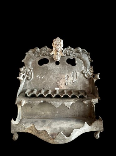 Antique Ca 1800 German Pewter Jewish Judaica Menorah Hanukkah Lamp See ...