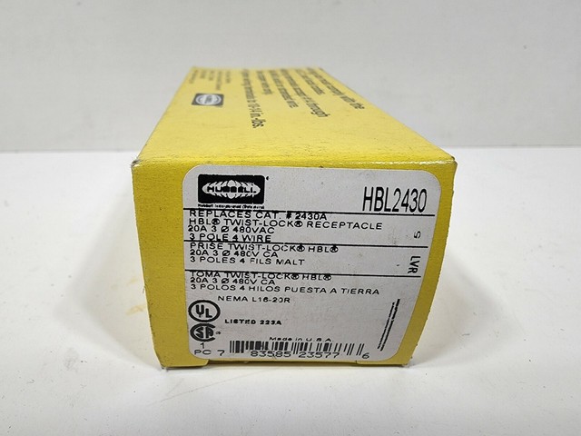 Old Stock Hubbell 20a Twist Lock Receptacle HBL2430 for sale online | eBay