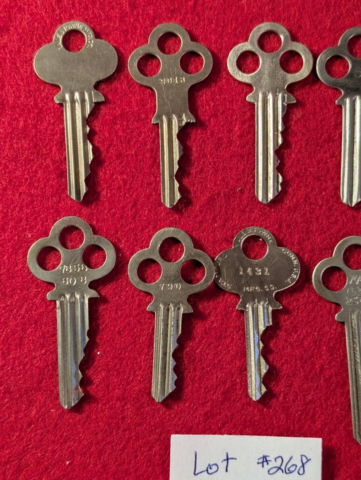 10 VINTAGE 1880's "YALE" CORRUGATED BRASS KEYS, OLD ANTIQUE LOCK & KEY ...