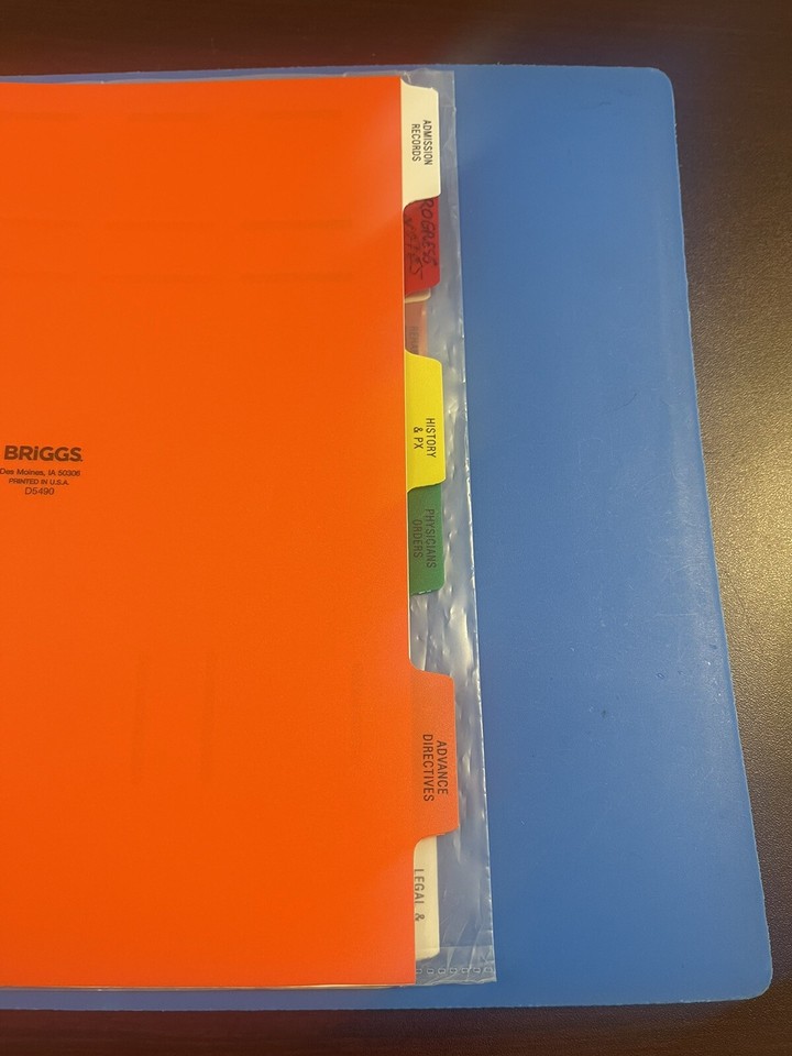 3 Ring Binder Patient Chart (Blue) - Hospital/Nursing/Healthcare ...