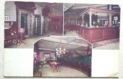 G1298 Postcard Security Bank Chicago IL Illinois teller cages interior ...