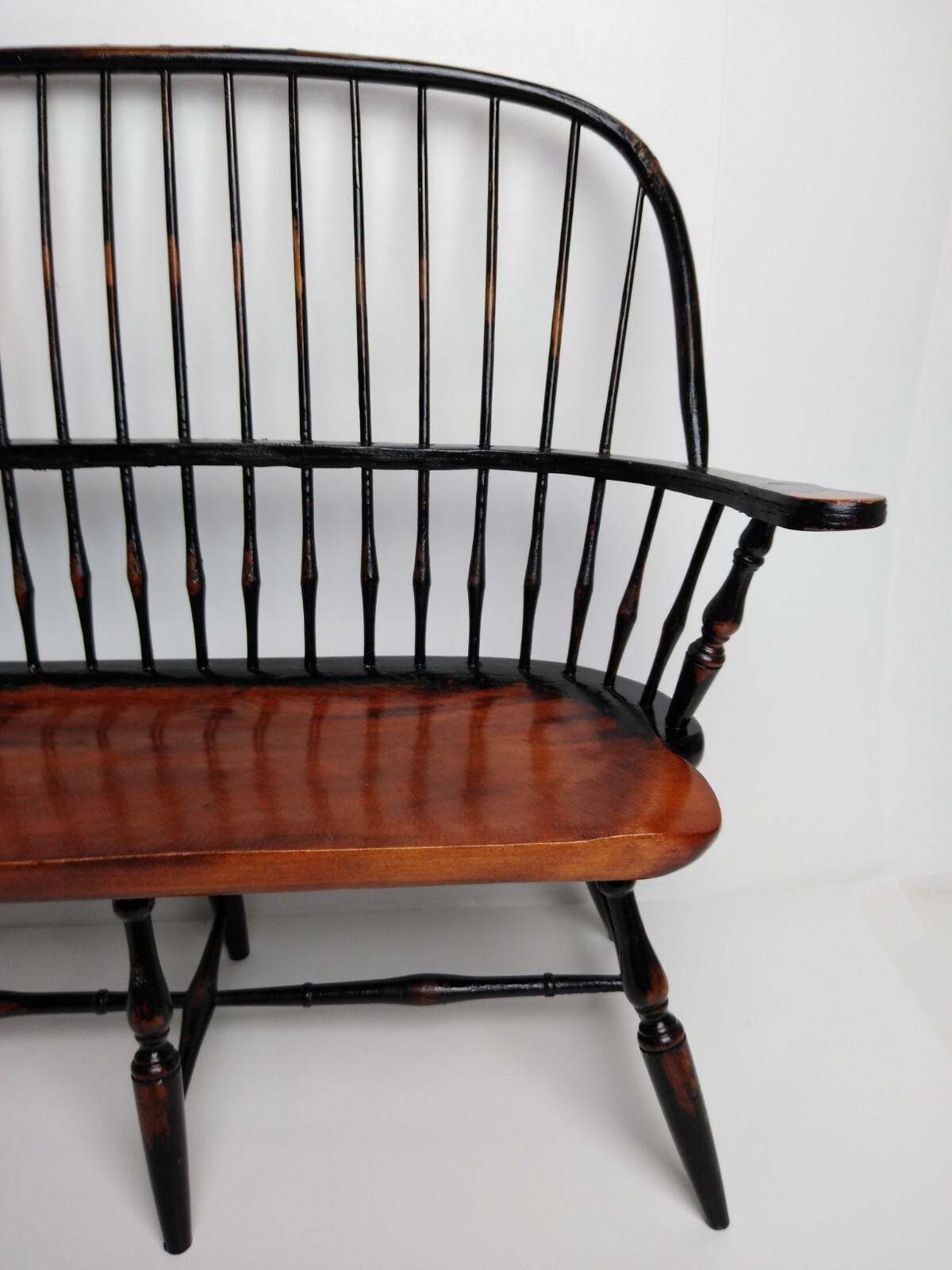 World Bazaar Inc. American Colonial Spindle Back Doll Size Wooden Bench ...