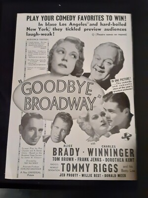 Goodbye Broadway 1938 Rare Original Promo Poster Ad Framed! | eBay