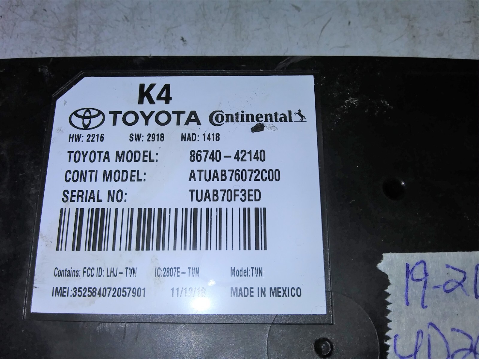 2019-2021 Toyota Rav4 Rav-4 communication module 86740-42140 | eBay