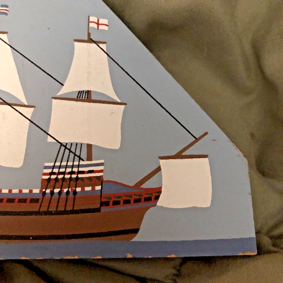 Vintage Mayflower Ship Pilgrims Plymouth Massachusetts Wood Model Folk ...