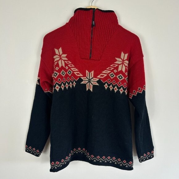 Devold Red Navy Fair Isle Half Zip Sweater Norwegian … - Gem