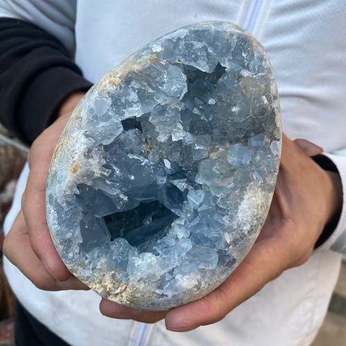 4.1lbLarge Natural Blue Celestite Crystal Geode Quartz Cluster Mineral ...