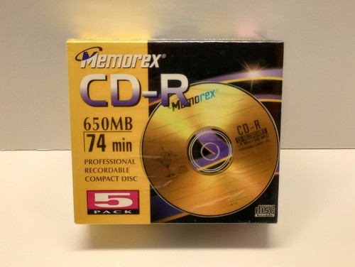 (NEW) 5 Pack Memorex CD-R 650MB 74min Professional Recordable Compact ...