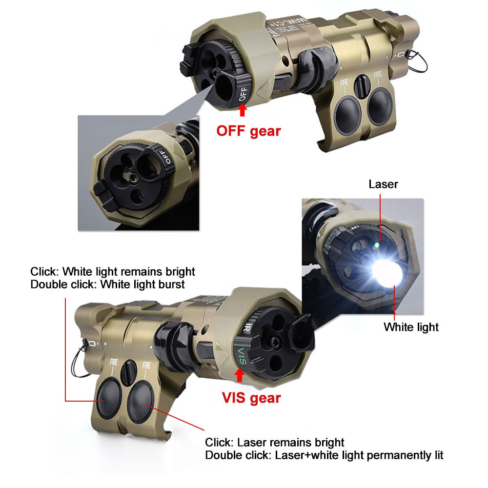 WADSN Metal MAWL C1 Visible Laser / IR Pointer light / White Light ...