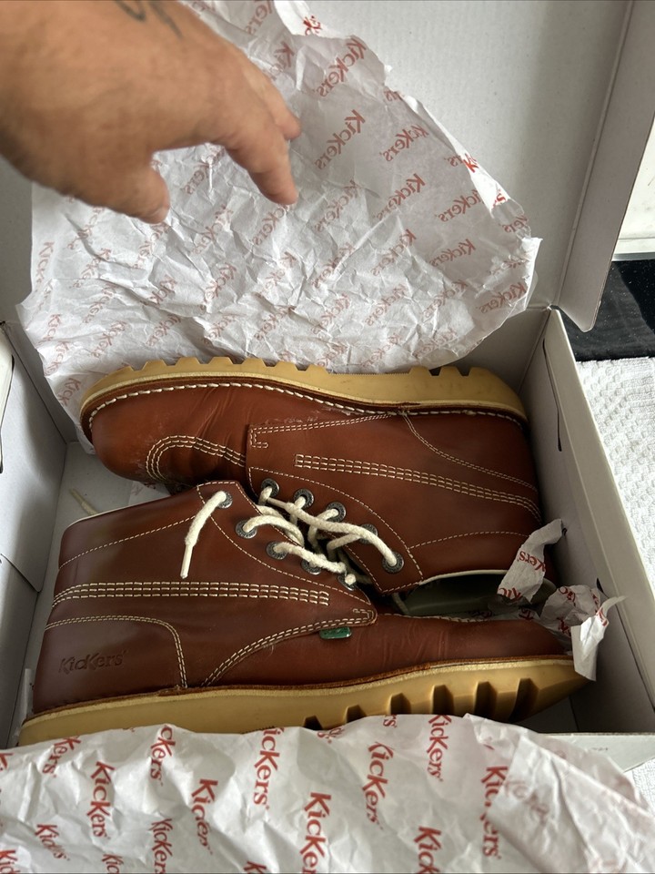 Men’s Brown Size 9 Kickers Boot In Original Box with Tissue Worn Twice ...