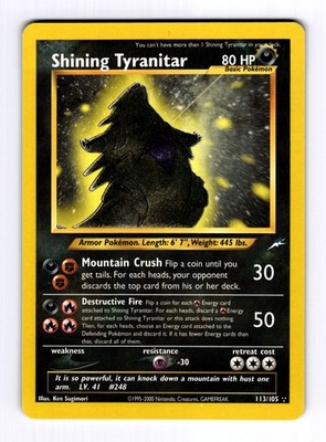 Shining Tyranitar Neo Destiny #113 (2001) Secret Rare Holo NM Pokemon ...