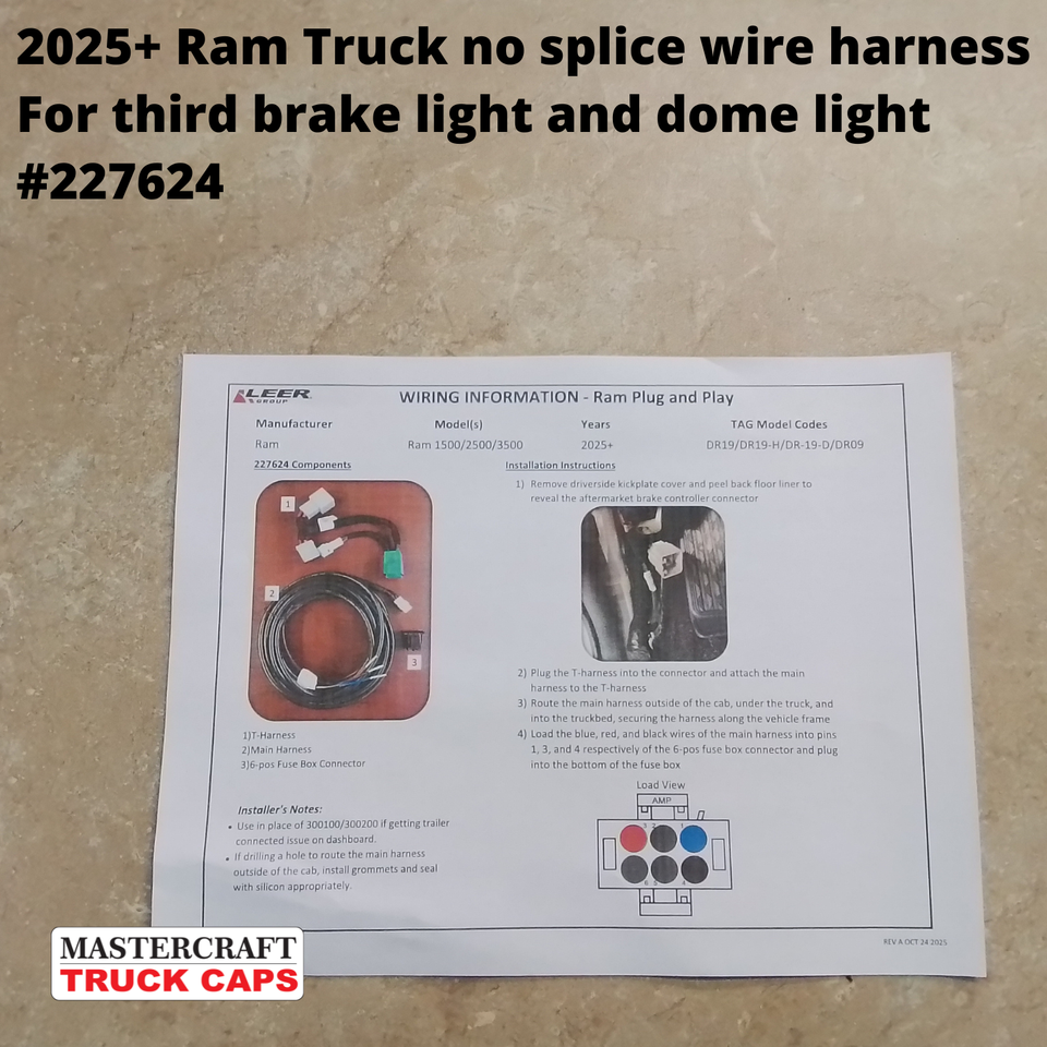 Truck Cap Wiring Harness for RAM trucks No Splice Wiring harness ...