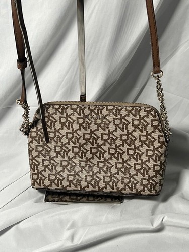 DKNY Brown Signature monogrammed minimalist Small Crossbody Bag | eBay