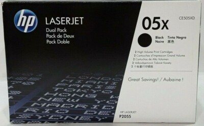 2 New Genuine OPEN BOX HP CE505X Toner Cartridges 05X in a DUAL BOX ...