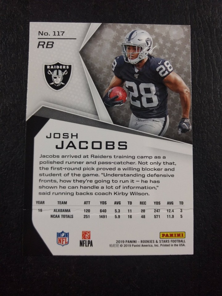 JOSH JACOBS 2019 Rookie &Stars RC Rookie Card #117 Green Bay Packers | eBay