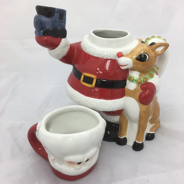 Lenox Rudolph Red Nosed Reindeer Pitcher W/ Mug Lid Teapot Christmas ...