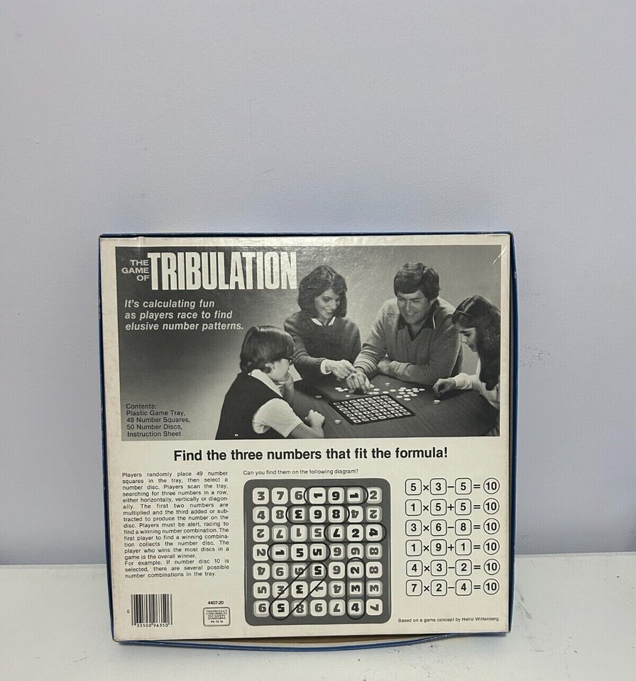 Vintage 1981 The Game Of Tribulation Tri Number Code Board Game Math ...