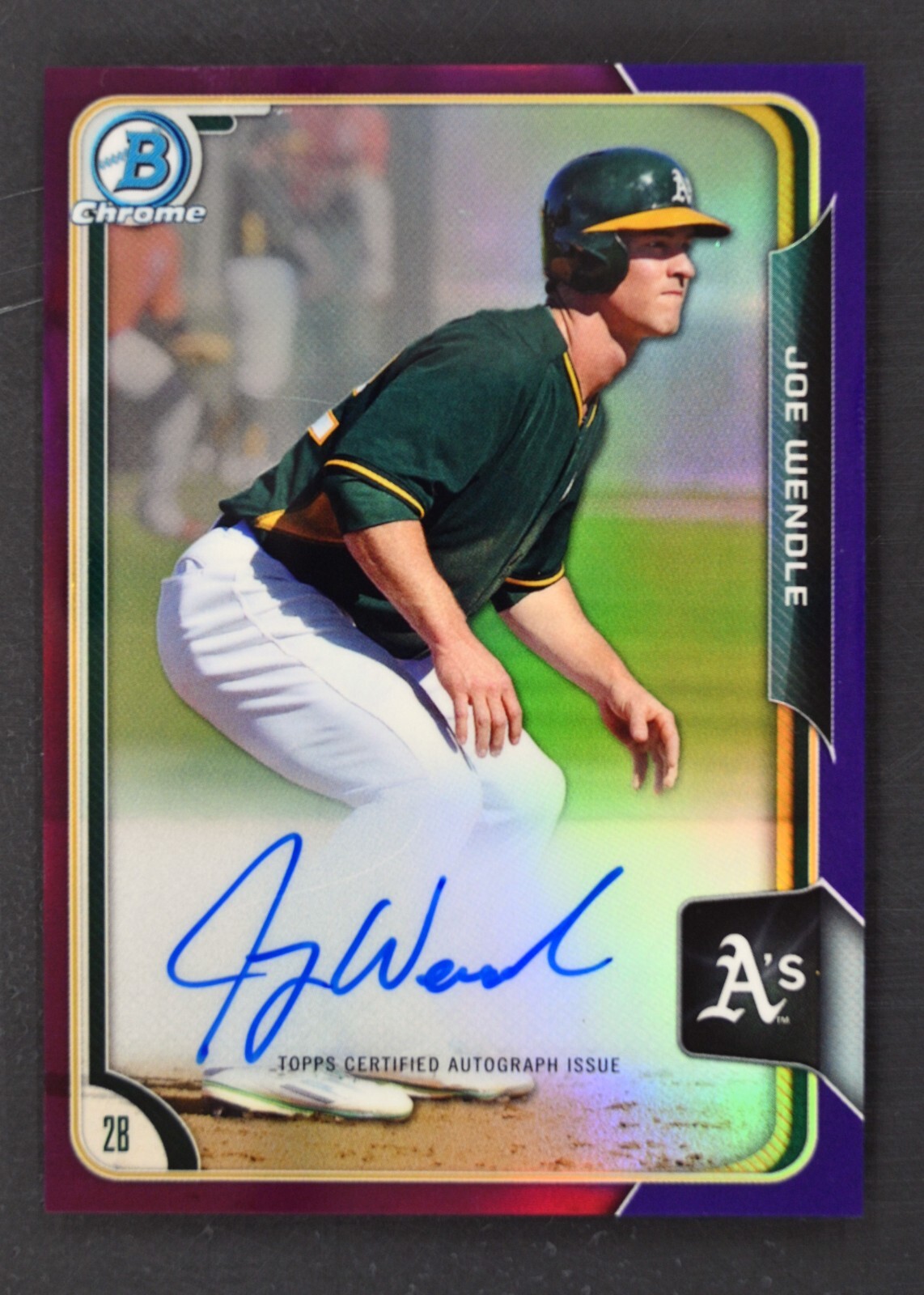 2015 Bowman Chrome #BCAP-JW Joe Wendle /250 Autograph Purple Refractor ...