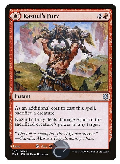 NM Foil Kazuul's Fury, MTG, Zendikar Rising, Magic the Gathering, 146 ...