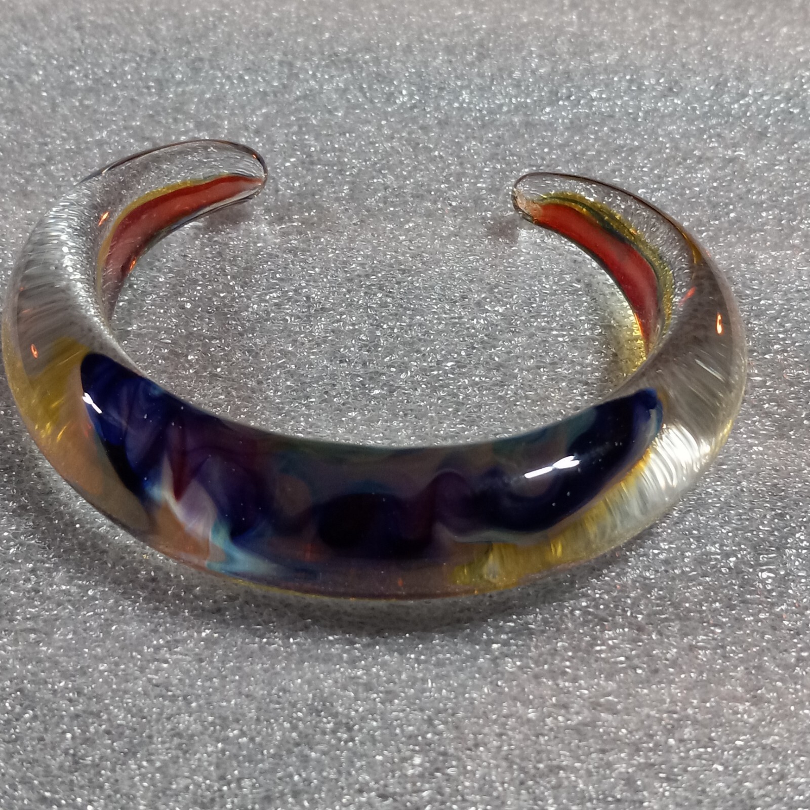 Multi colored Blown Glass Bangle Bracelet - Gem