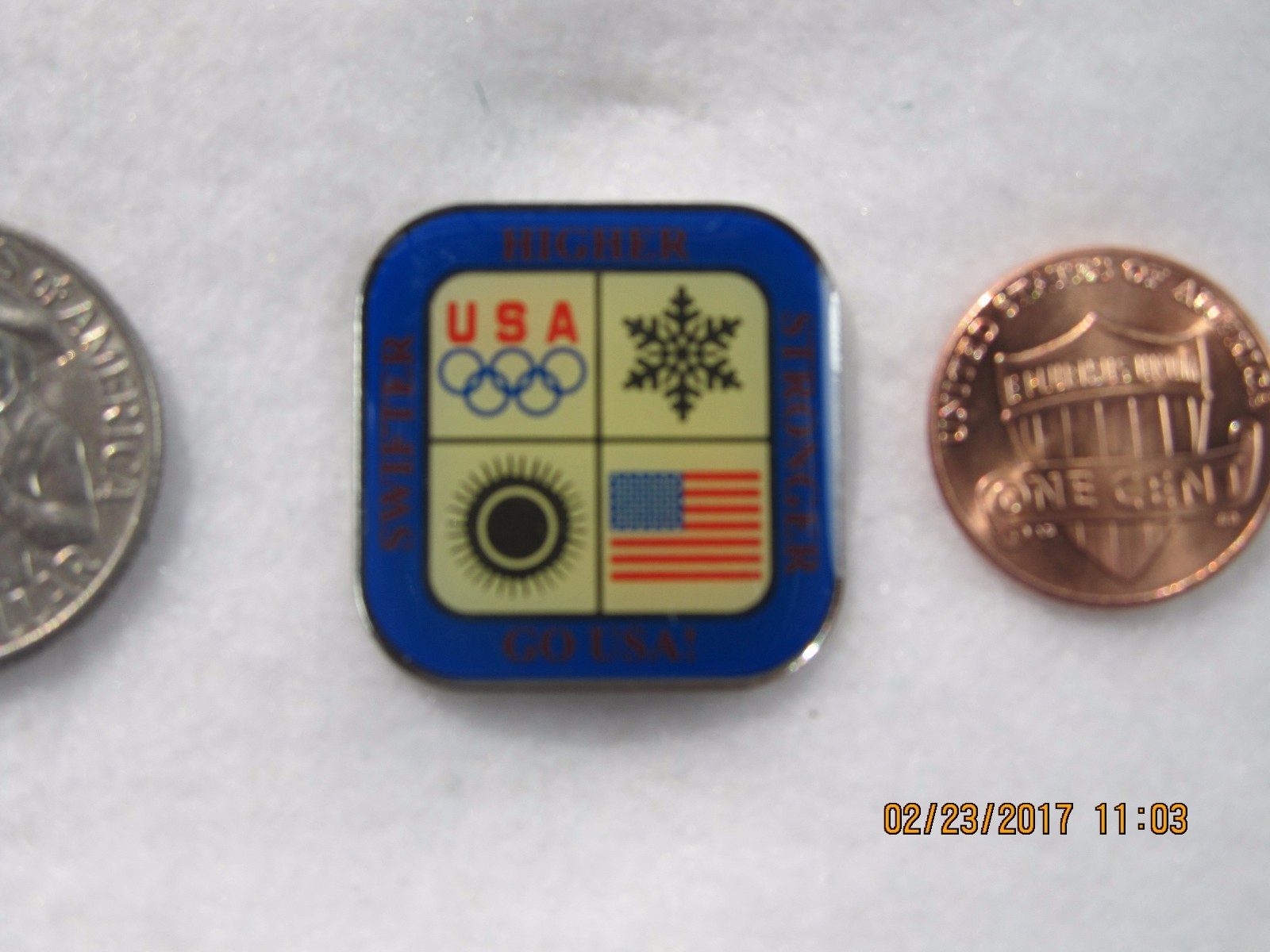 USA Go USA Stronger Swifter Higher Snowflake Sun Olympics Lapel Pin ...