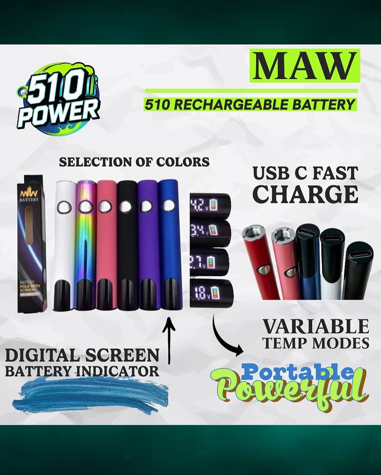 Aromatherapy 🇬🇧 MAW 400Mah 510 cart Battery Digital, Adjustable ...