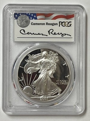 2001-W American Silver Eagle Proof Coin PCGS PR-69 DCAM Cameron Reagan ...