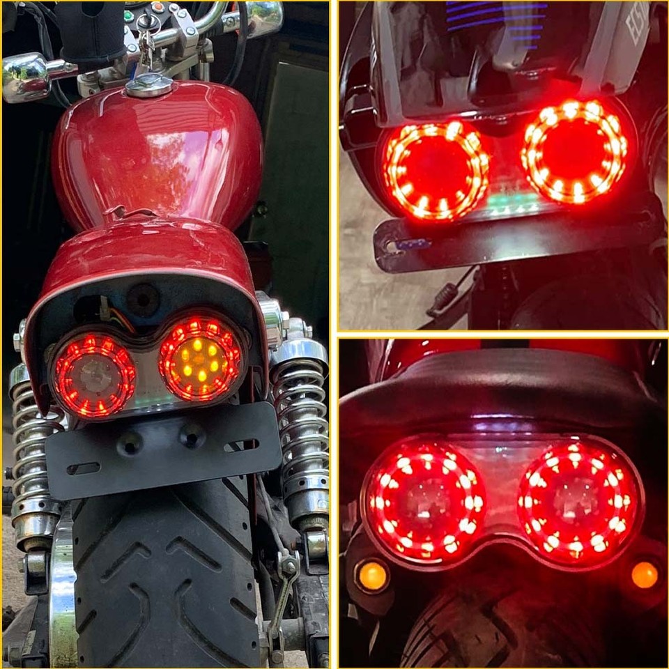 2X Motorcycle LED Dual Tail Lights Brake Turn Signals Integrated Light ...